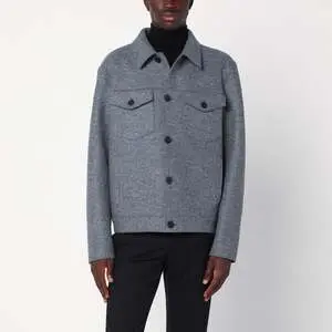 Harris Wharf London Virgin Wool Jacket With Shirt Collar - Gray
