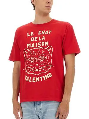 Valentino Garavani T-shirt With Chat De La Maison Print - Red