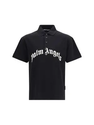 Palm Angels Curved Logo Polo - Black