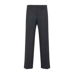 Celine Grey Wool Pinstriped Flared Pants - Gray