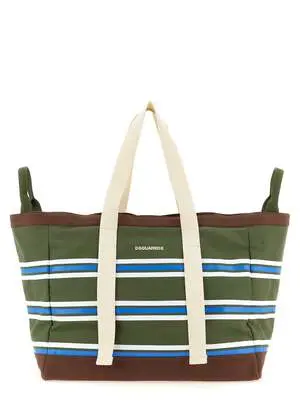 Dsquared2 D2 College" Striped Canvas Shopping Bag