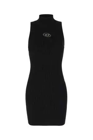 DIESEL® Sleeveless Mock Neck Knit Dress With Logo Detail