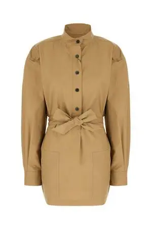 Saint Laurent Band Collar Button Up Shirt With Belt Detail - Multicolor