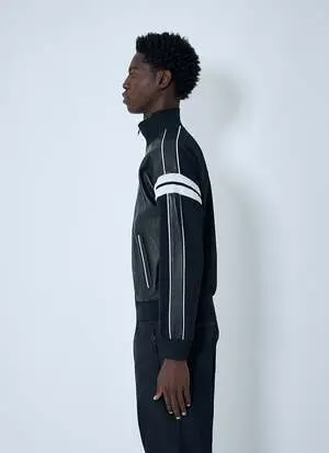 WALES BONNER Leather Logo Motif Bomber Jacket