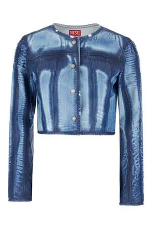 DIESEL® Cropped Denim Jacket With Button Details