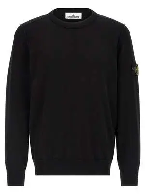 Stone Island Crew Neck Cotton Sweater - Black