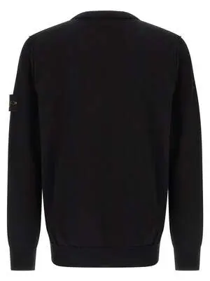 Stone Island Crew Neck Cotton Sweater - Black