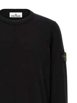 Stone Island Crew Neck Cotton Sweater - Black