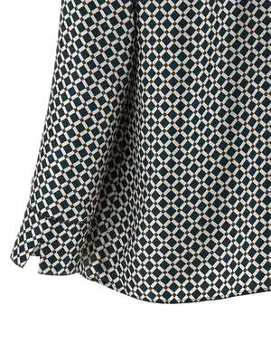 Max Mara S Mmvittoria' Printed Silk Twill V-neck Shirt - Blue