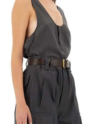 Saint Laurent Silk Henley Tank Top