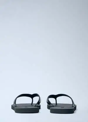 Prada Embossed Logo Leather Flip-flop Sandals - Black