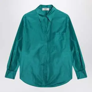 Fendi Silk Shirt With Embroidered Logo - Blue