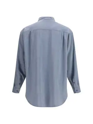 Giorgio Armani Washed Silk Shirt With Band Collar