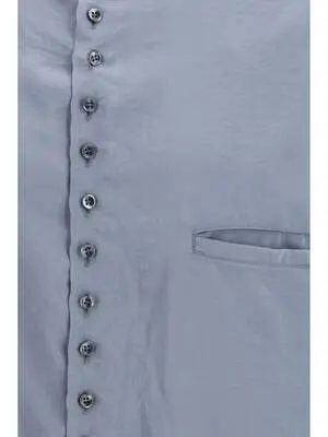Giorgio Armani Washed Silk Shirt With Band Collar