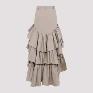 Moschino Cotton Blend Ruffled Asymmetrical Skirt - Multicolor