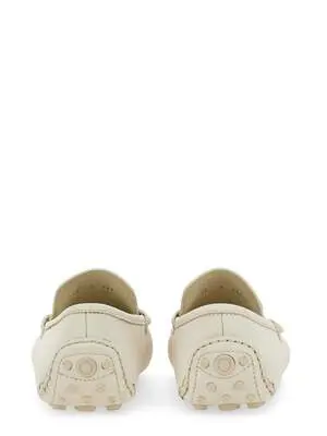 FERRAGAMO Moccasins With Gancini Ornament - White