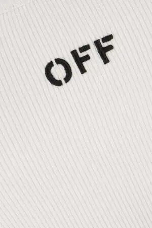 Off-White Ribbed Tank Top With Logo Detail