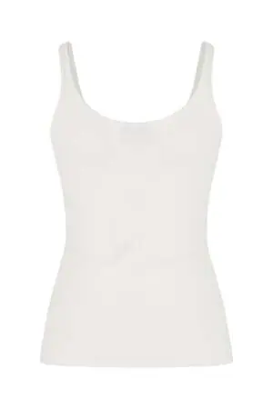 Off-White Ribbed Tank Top With Logo Detail