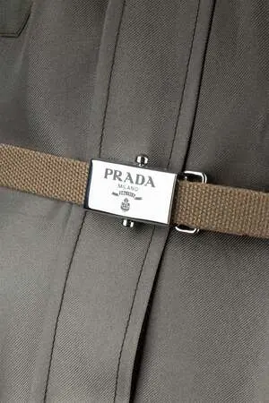 Prada Long Sleeve Belted Shirt Dress