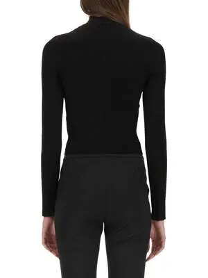 DIESEL® Ribbed Turtleneck Top With Logo Detail
