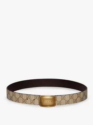 Gucci Gg Supreme Belt With Engraved Buckle - Multicolor