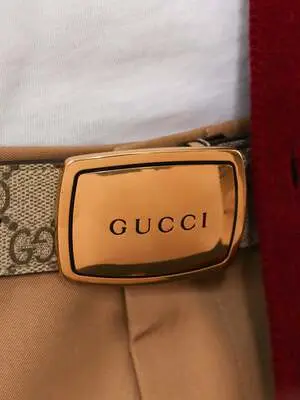 Gucci Gg Supreme Belt With Engraved Buckle - Multicolor