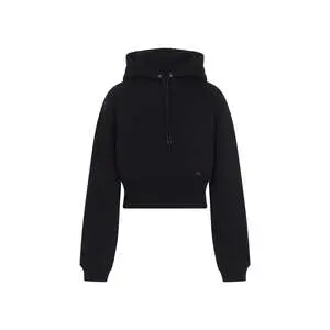 Celine Cropped Cotton Hoodie With Logo Detail