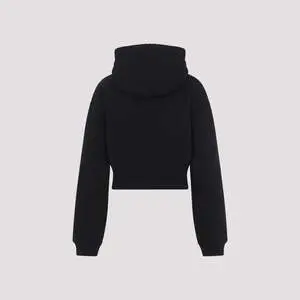 Celine Cropped Cotton Hoodie With Logo Detail