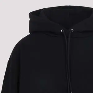 Celine Cropped Cotton Hoodie With Logo Detail