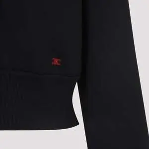 Celine Cropped Cotton Hoodie With Logo Detail