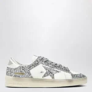 GOLDEN GOOSE Stardan Leather Glitter Sneakers - Silver