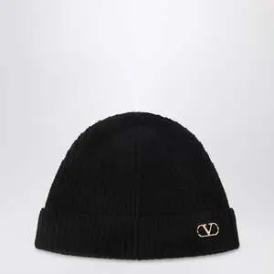 Valentino Garavani Cashmere Beanie With Vlogo Signature - Black