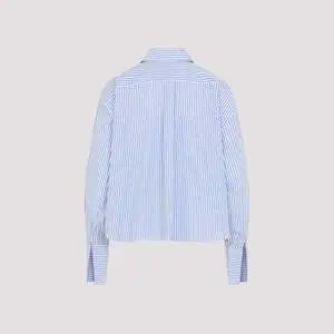 Celine Striped Cotton Cropped Shirt