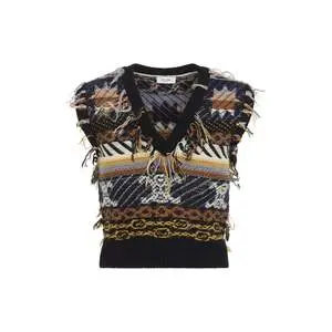 Celine Cashmere Striped Knit Top - Multicolor