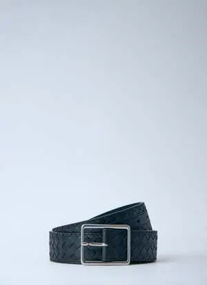 Bottega Veneta Intrecciato Woven Leather Belt - Black