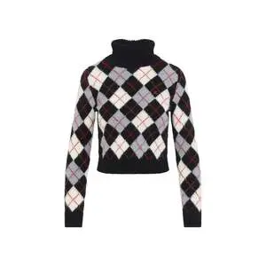 Celine Wool Argyle Turtleneck Sweater - Multicolor