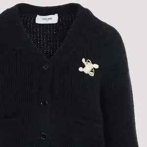Celine Cashmere And Silk Cardigan With Detachable Logo Detail