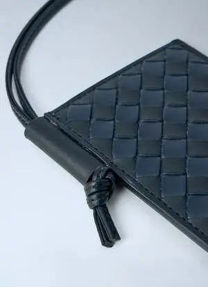 Bottega Veneta Intrecciato Piccolo Badge Holder - Black