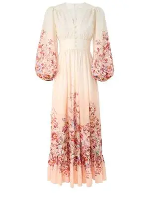 Zimmermann V-neck Printed Long Dress - Multicolor