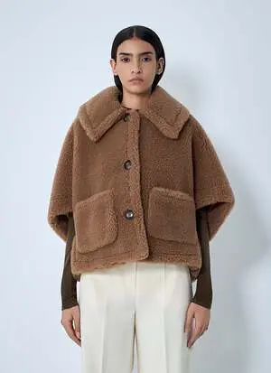 Max Mara Brushed Wool Blend Cape - Multicolor