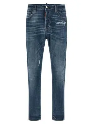 Dsquared2 642 Stonewashed Stretch Cotton Jeans - Blue