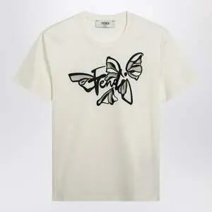 Fendi Cotton T-shirt With Embroidered Logo - White