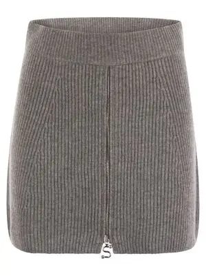 Sportmax Refolo Wool And Cashmere Mini Skirt - Gray