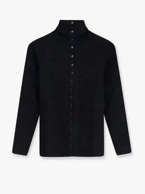 TOTEME High Neck Buttoned Viscose Blend Cardigan - Black