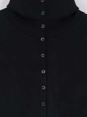 TOTEME High Neck Buttoned Viscose Blend Cardigan - Black