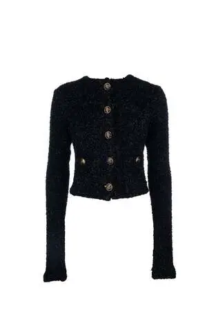 Balenciaga BALENCIAGA Textured Cropped Blazer With Gold Tone Buttons Multicolor