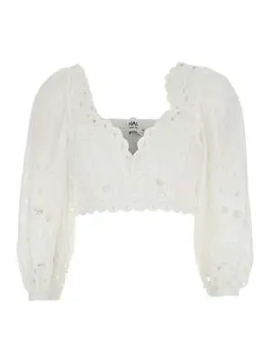 Charo Ruiz Ibiza Luna" Embroidered Cotton Blend Top - Multicolor