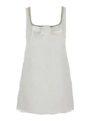 SELF-PORTRAIT Sleeveless Square Neck Mini Dress With Bow Detail - Multicolor