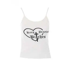WILLY CHAVARRIA Keep Praying Graphic Print Tank Top - White