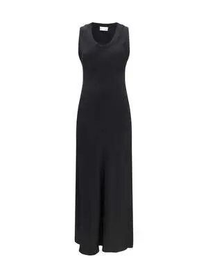 AMI Paris Sleeveless Long Fluid Satin Dress - Black